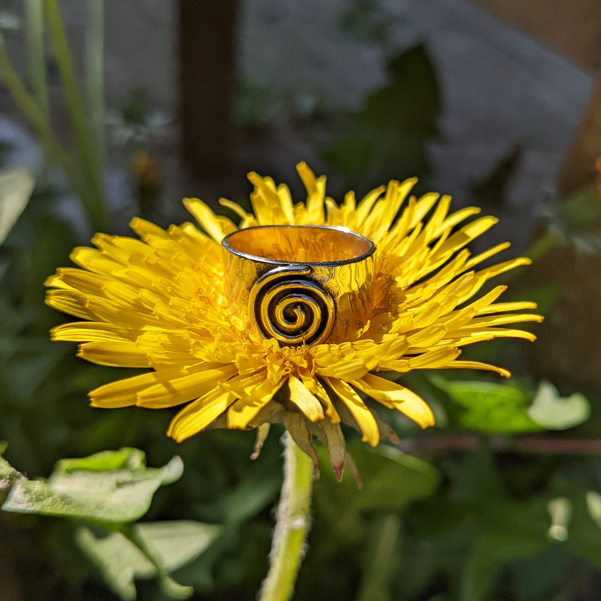 Chunky Ring with Silver Spiral, Sterling Silver, Handmade | Banshee ...
